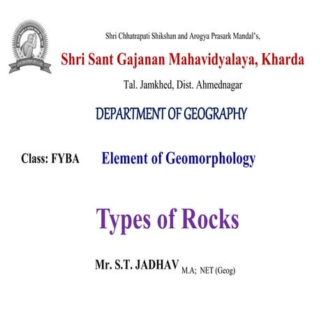 Types of rocks Dr. shivanand jadhav | PPT