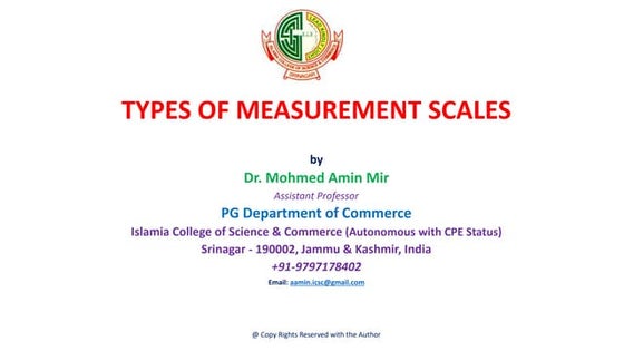 Types of Scales and Scaling Techniques | PPT