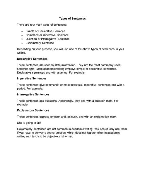 Types of sentences | PPT