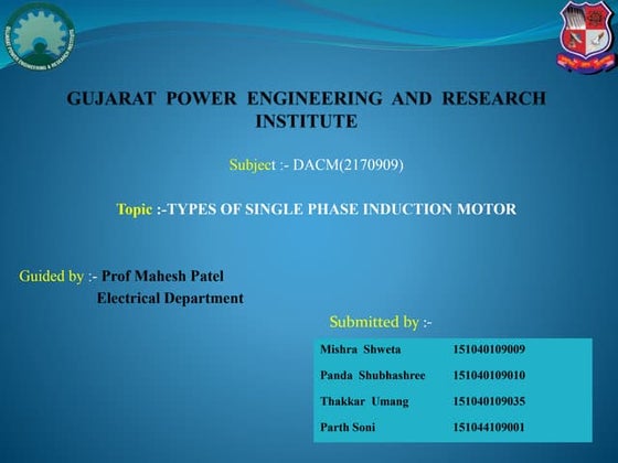 Split Phase Induction Motors - Principle and Types | PPTX | Science