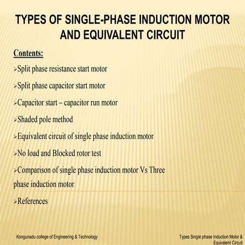 Types of single phase induction motor | PPTX