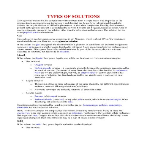 Gas Solution Examples Chemistry
