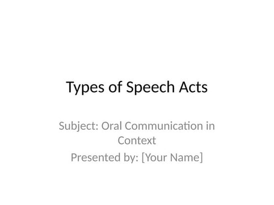 Types of speech act | PPTX
