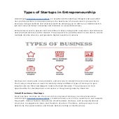 Types of Startups in Entrepreneurship | PDF
