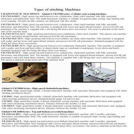 Types of stitching machines | DOCX