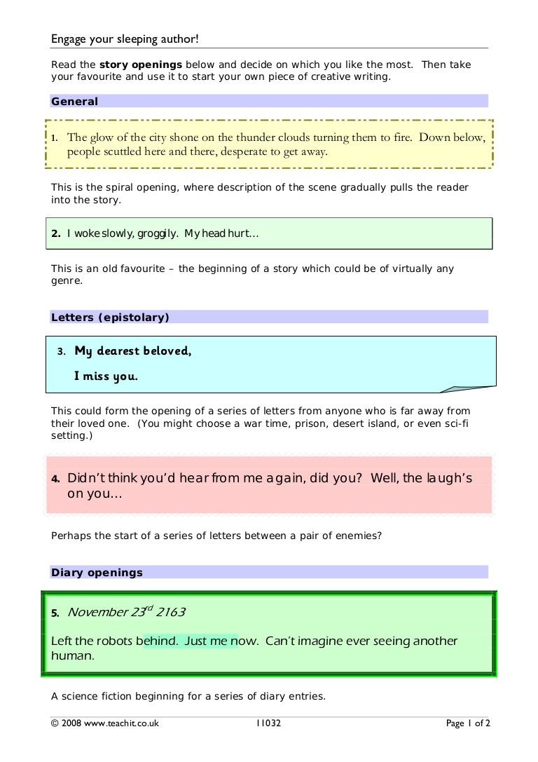 Types of story openings