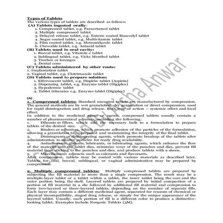 Types of tablets | DOCX