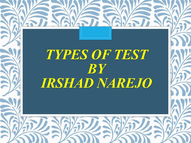 Type and classification of test | PDF