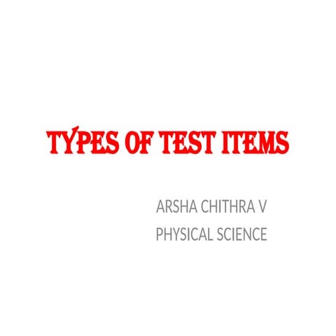 Types of Test Items...power point presentations | PPTX