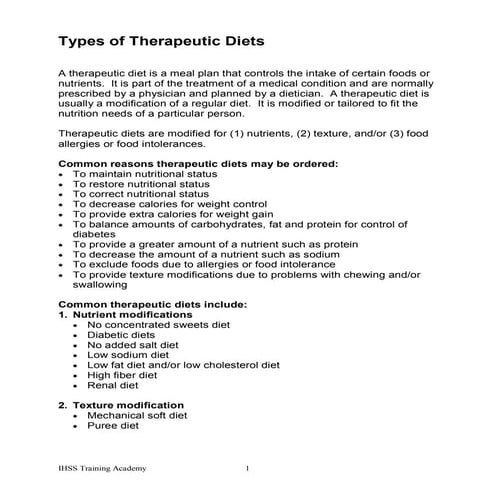 Types of therapeutic_diets | PDF