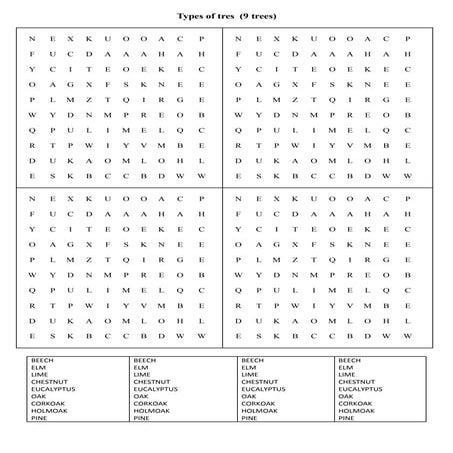Types of trees word search | PDF