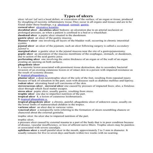Types of ulcers | DOCX | Digestive Disorders | Diseases and Conditions