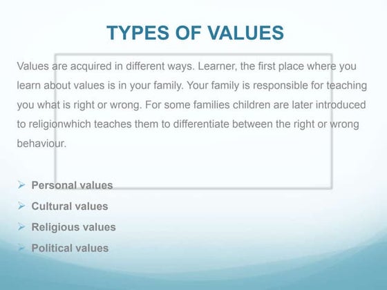 Different types of values | PPTX