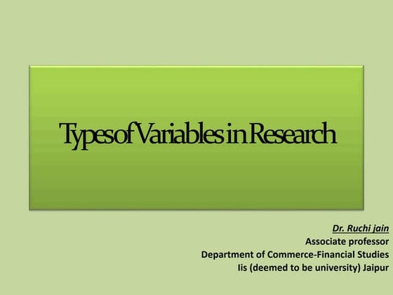 Types of variables-Advance Research Methodology | PPT