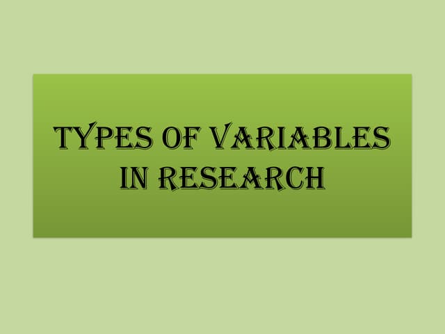 Types of Variables | PPT