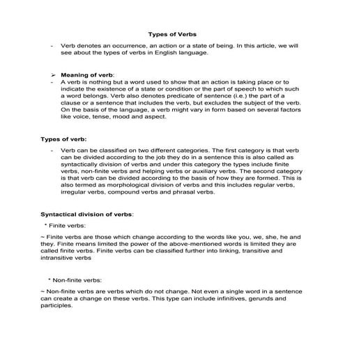 Types of verbs | DOCX