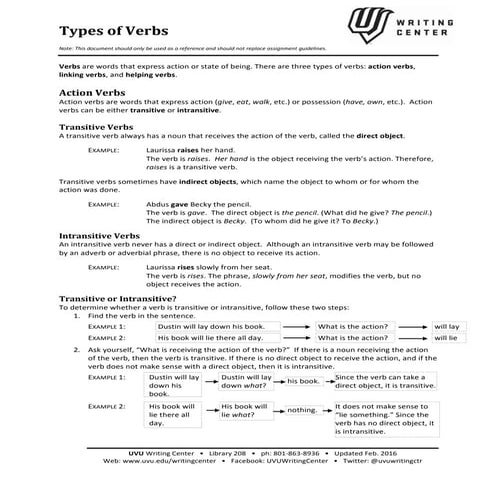 Types of verbs | PDF
