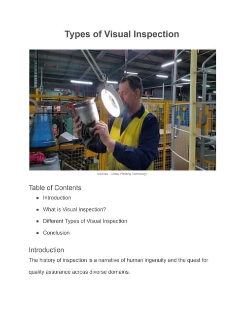 Visual Inspection and its types | PDF | Science