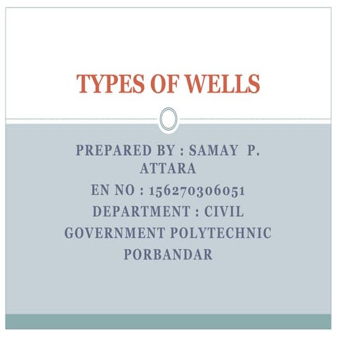 Types of wells | PPTX