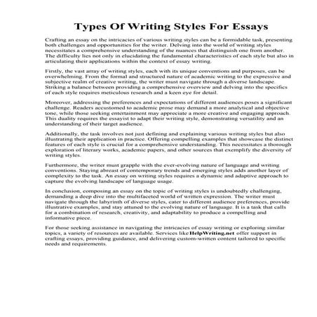 Types Of Writing Styles For Essays.pdf