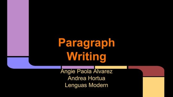 Paragraph Writing What is a paragraph? A group of sentences that ...