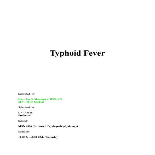 Typhoid Fever | DOC