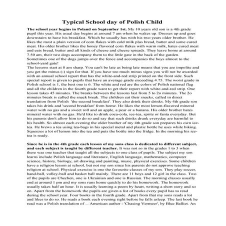 Typical School day of Polish Child | DOC