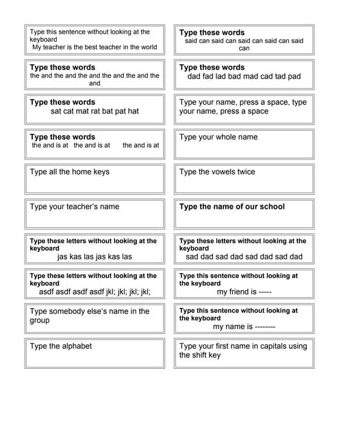 Typing Practice Cards 64 | DOC