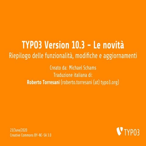 TYPO3 Versione 10.3 - Le novita | PDF