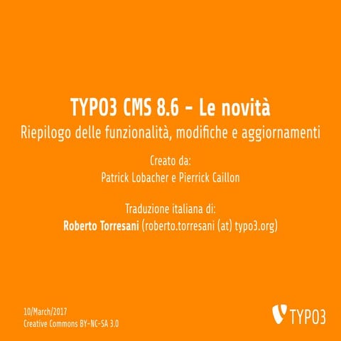 TYPO3 CMS 8.6 - Le novità | PPT