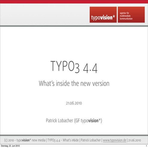 TYPO3 4.4 - What's new inside | PDF | Desktop Publishing | Computer ...