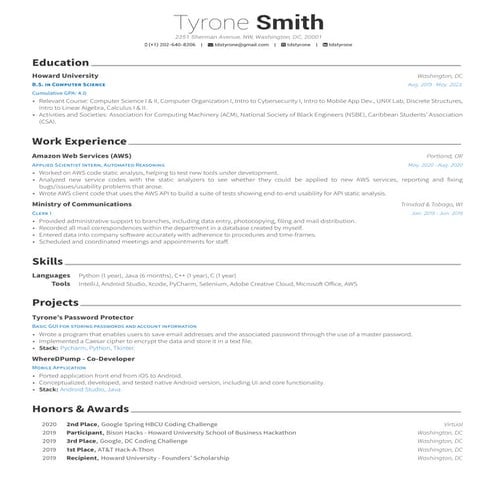 Tyrone's Resume 2020 | PDF