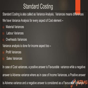 Basics of Standard costing for TYBCom/MBA/CAInter | PPTX