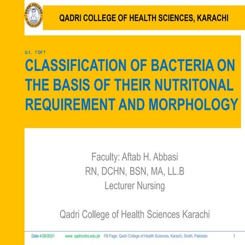 U 1, 7 of 7 classification of bacteria | PPTX