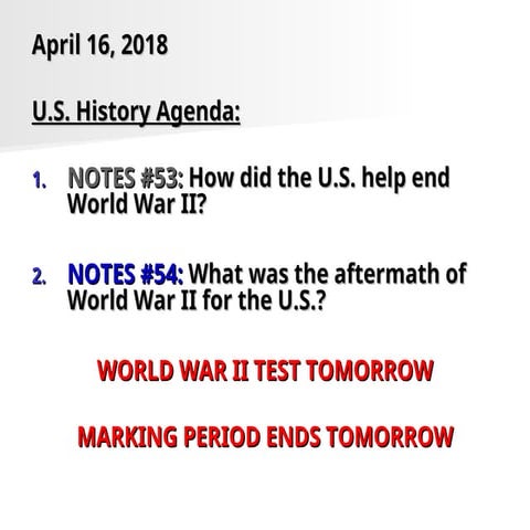 U.S. Ends World War II and full history.ppt
