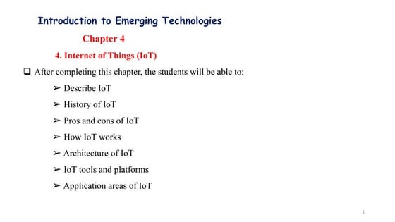 Emerging Technology Chapter 4 internets of things | PPT