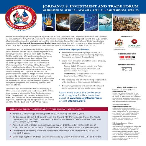 Jordan-U.S. Investment and Trade Forum: Washington DC, April 19 • New ...