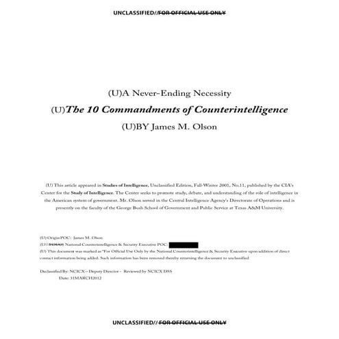 The 10 Commandments of Counterintelligence | PDF