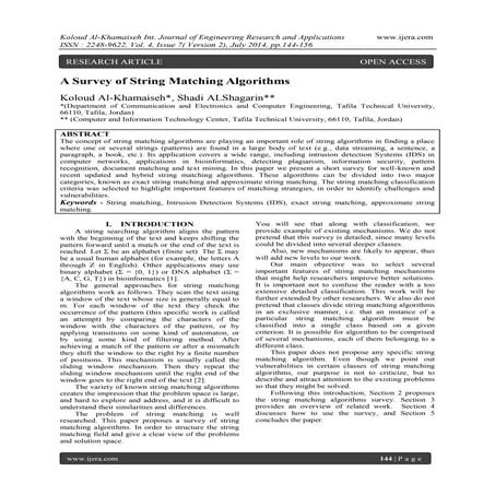 A Survey Of String Matching Algorithms Pdf