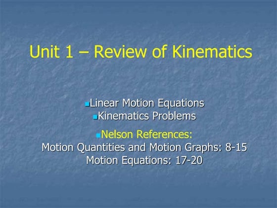Grade 11, U1A-L4, Motion Equations | PPT | Physics | Science