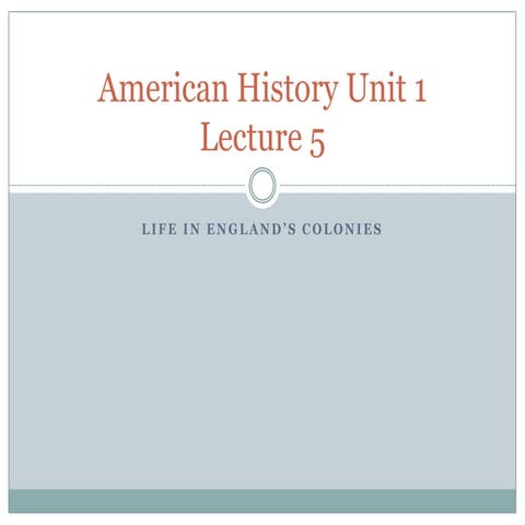 Unit 1 Colonial Life | PPT
