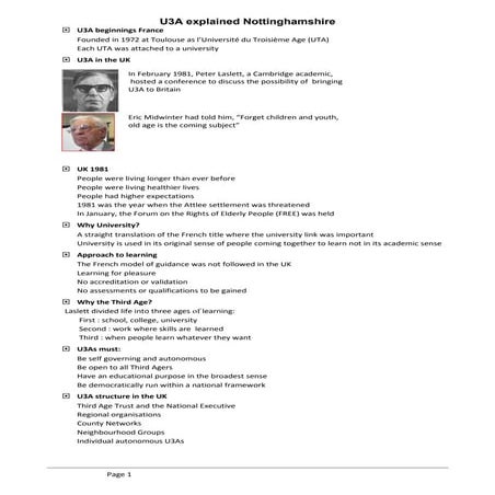 U3A Explained - Nottinghamshire | PDF
