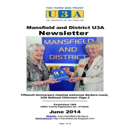 Mansfield U3A Newsletter - June 2014 | PDF | Cruises | Travel Type