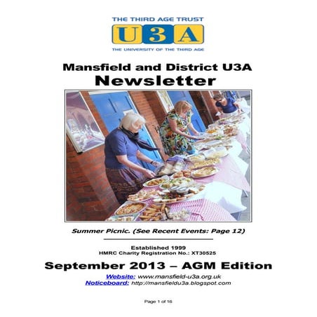 Mansfield U3A Newsletter: September 2013 | PDF