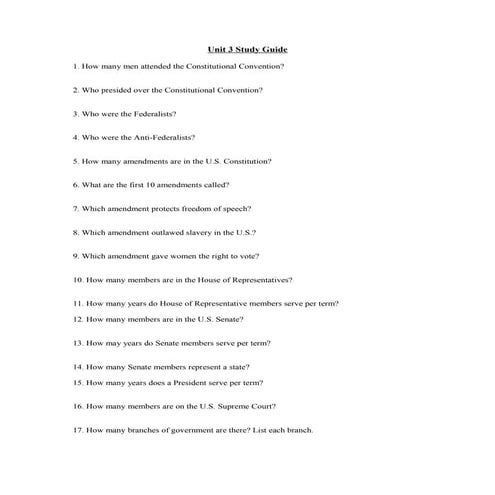 Unit 3 constitution study guide | PDF