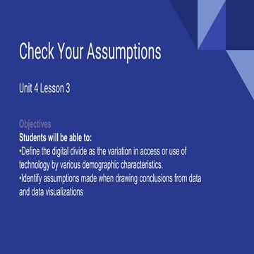 U4 l03 Checking your Assumptions | PPT