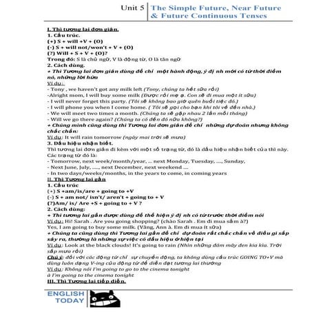 Unit5. The simple future, near future & future continuous tenses | DOCX