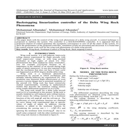 Feedback Linearization Controller Of The Delta WingRock Phenomena | PDF