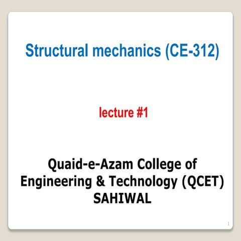 Structural Mechanics - lec 1 | PPTX