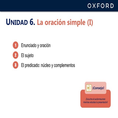2 ESO - Unidad 6 - Presentación La oración simple | PPTX